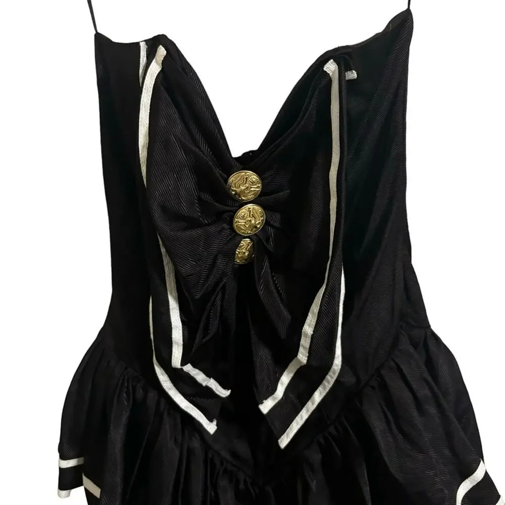 Vintage | Dresses | Vintage Jolie Madame Sleelevess Black Button Dress ...